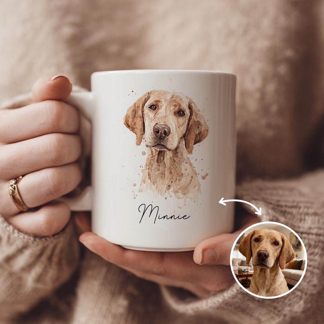 Personalized Pet Portrait Mug – Custom Dog or Cat Cup With Name ...