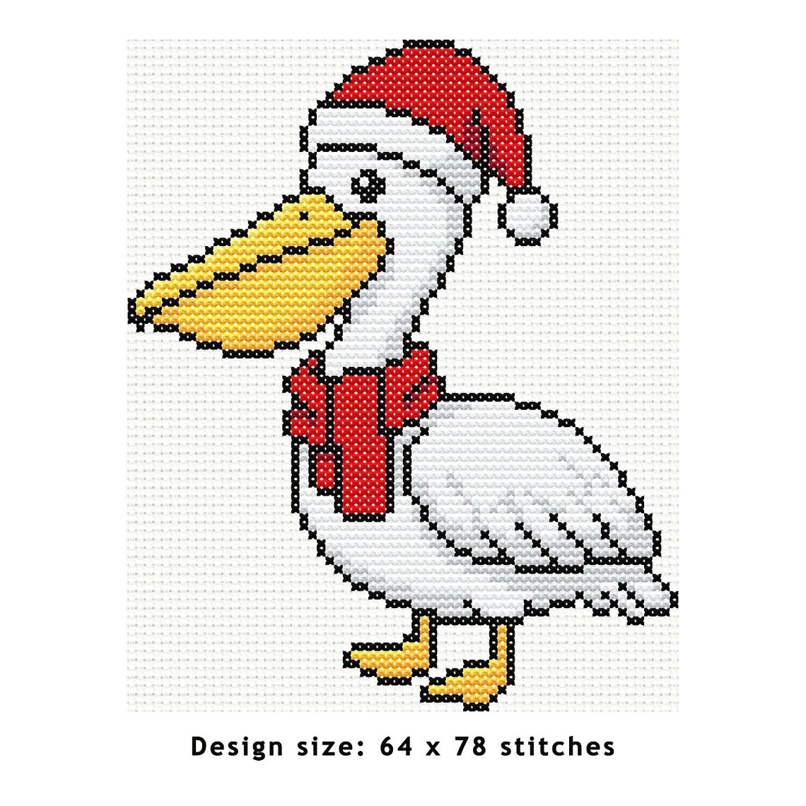 Christmas Pelican Cross Stitch Pattern - Instant PDF Download - Winter ...