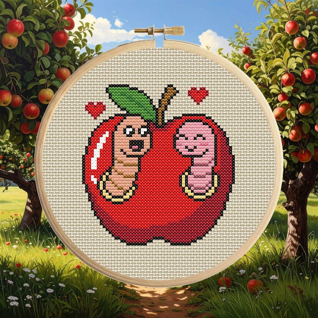Worms in Love Cross Stitch Pattern – Instant PDF Download - Etsy