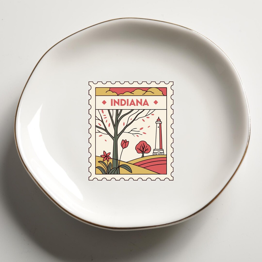 Indiana Stamp Ring Dish, US States Trinket Dish, Indiana Accessories ...