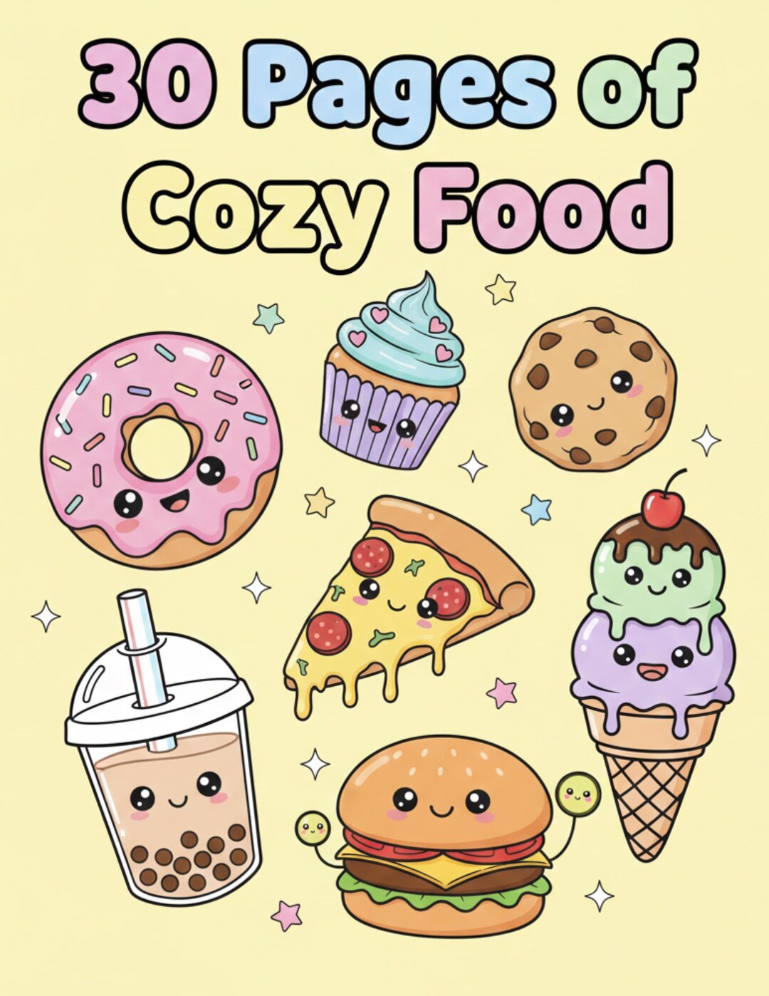 Cozy Food Coloring Book – 30 Fun & Kawaii Pages for Kids - Etsy