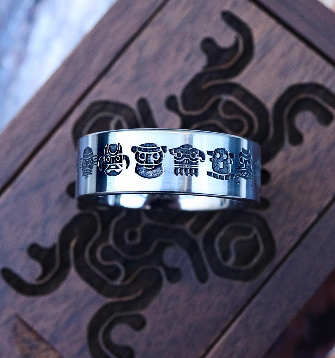 Shadow Colossus Symbol Ring | Black Tungsten Mens Band | Colossi Sigil ...