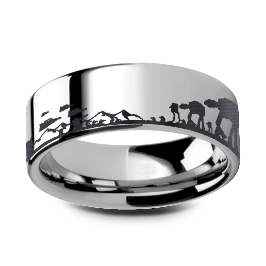 Engraved Hoth Battle Scene Ring, Starwars Ring, ATAT Ring, ATST Ring ...