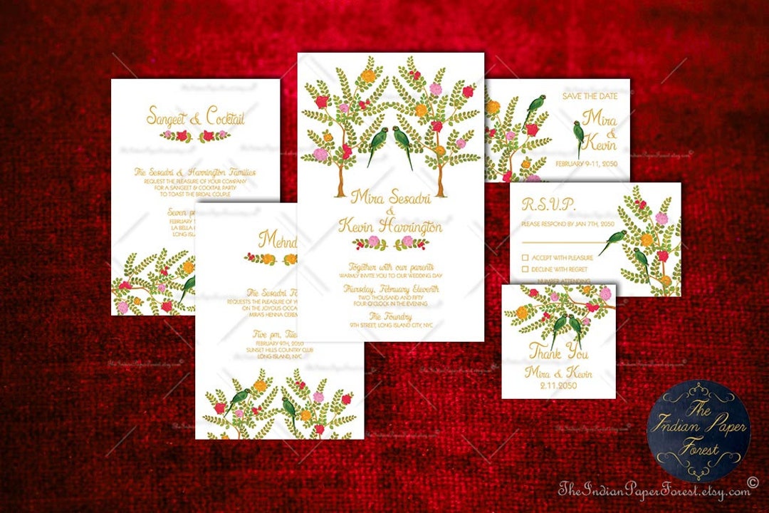 DIY Printable / Prints Luxury PARROTS & ORCHARD Indian Wedding ...