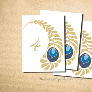 ROYAL PEACOCK Indian Wedding Table Number Name Seating Sign Decoration ...