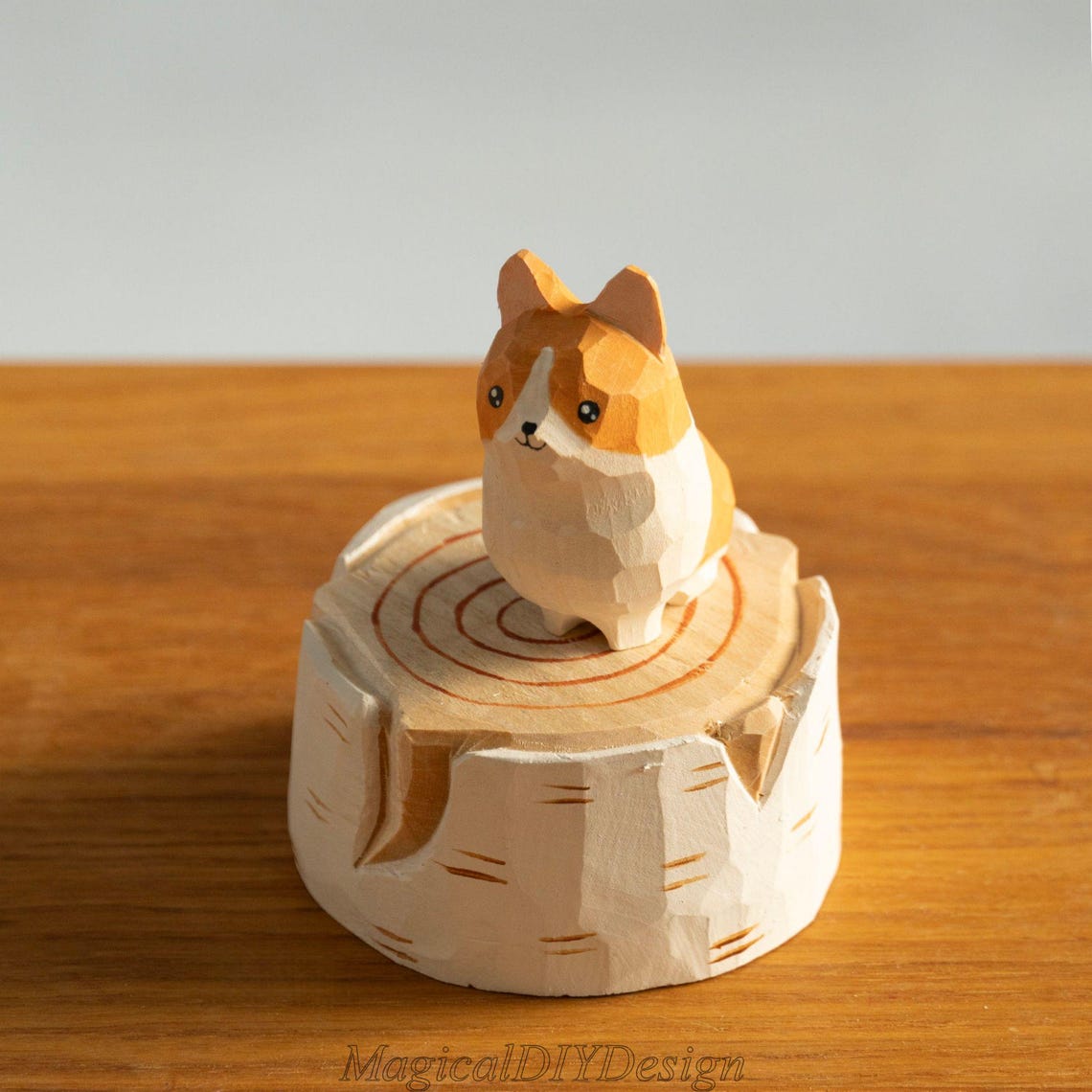 Handcrafted Wooden Base,wood Carving Squirrel,corgi,bear Figurines ...