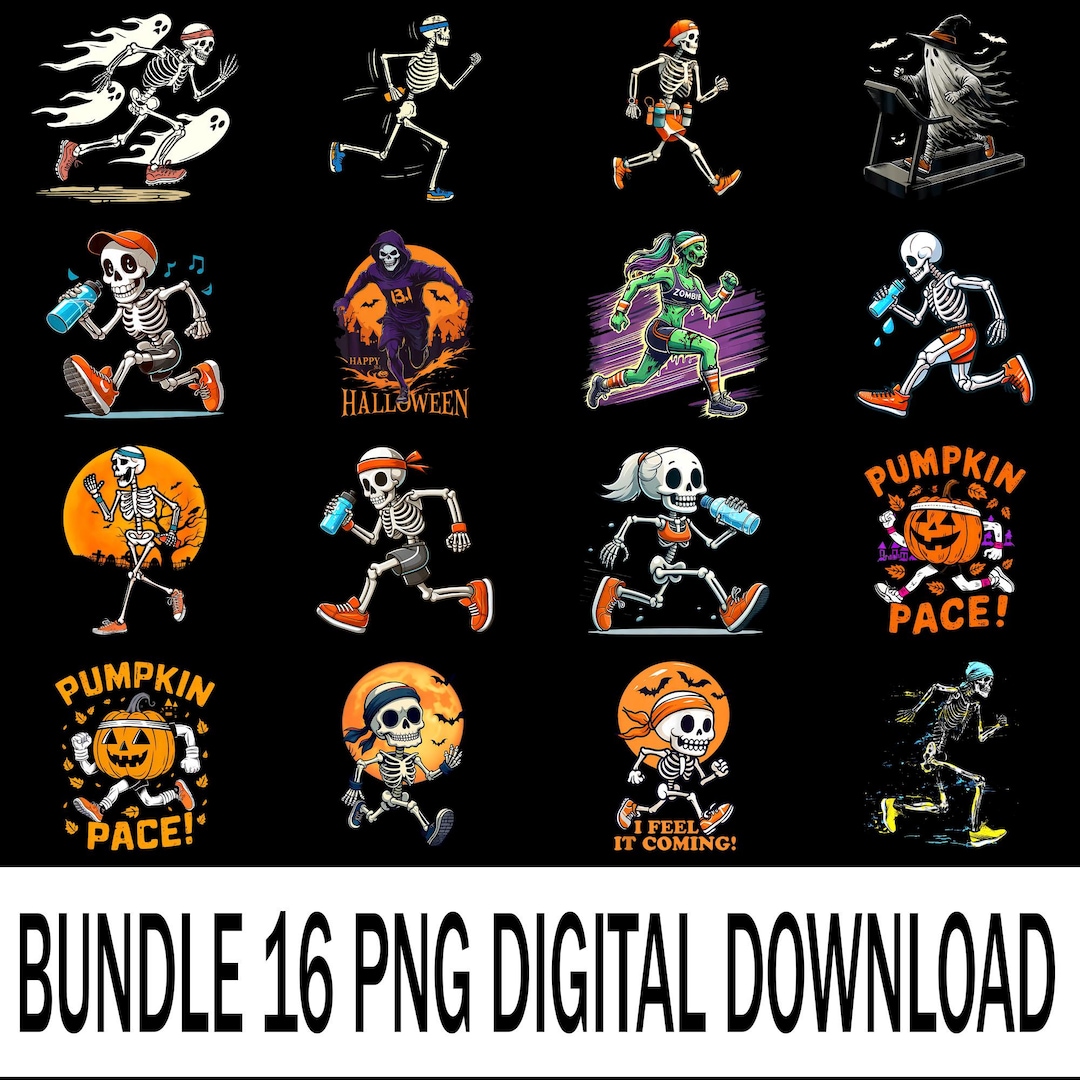 Skeleton Runner Halloween PNG, Funny Marathon Running Costume Clipart ...