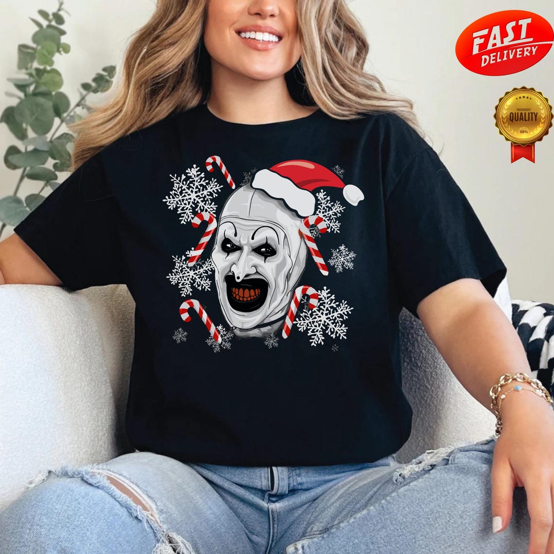 Terrifier Santa T-shirt, Creepy Santa Clown Tee | Christmas Horror ...