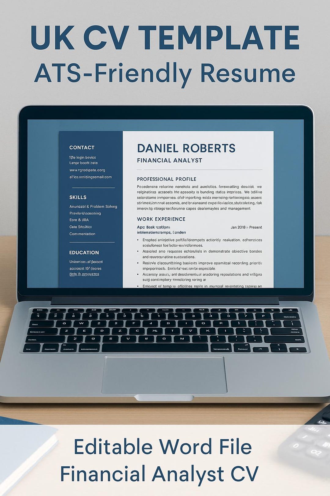 UK CV Template | Financial Analyst Resume | Ats-friendly Word CV - Etsy