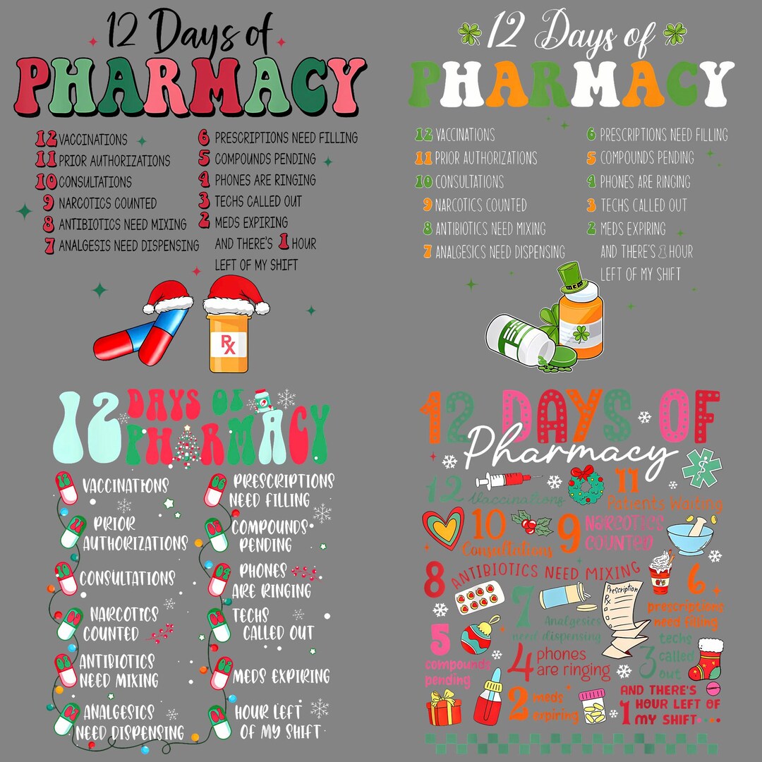 12 Days of Pharmacy PNG, Funny Pharmacist Christmas Clipart, Technician ...
