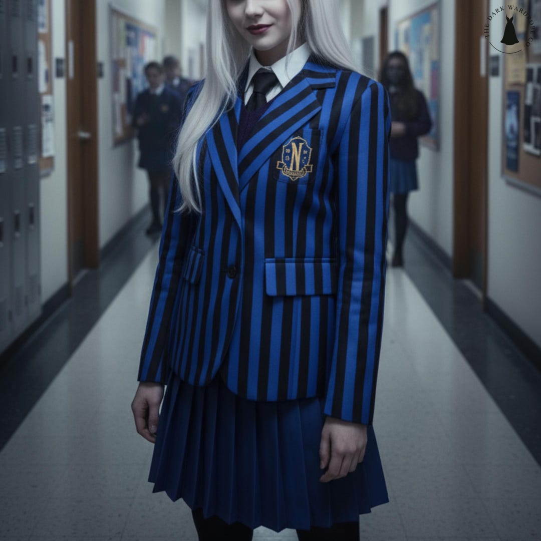 Wednesday Addams School Uniform Set Cotton Gothic Cosplay Outfit With ...