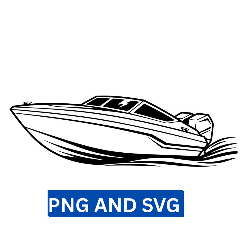 Speed Boat SVG PNG: Motor Boat, Yacht Cut File for Cricut, Silhouette ...