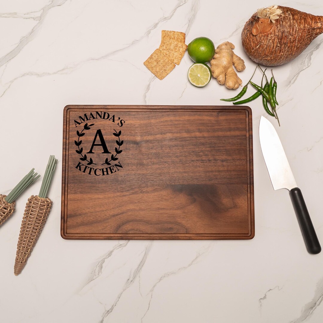 Personalized Walnut Cutting Board – Custom Engraved Kitchen Gift - Etsy