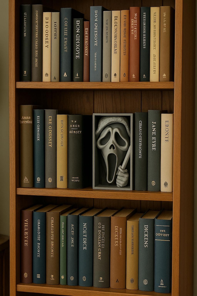 Horror Mask Book Nook STL, 3D Printable Shelf Insert - Etsy