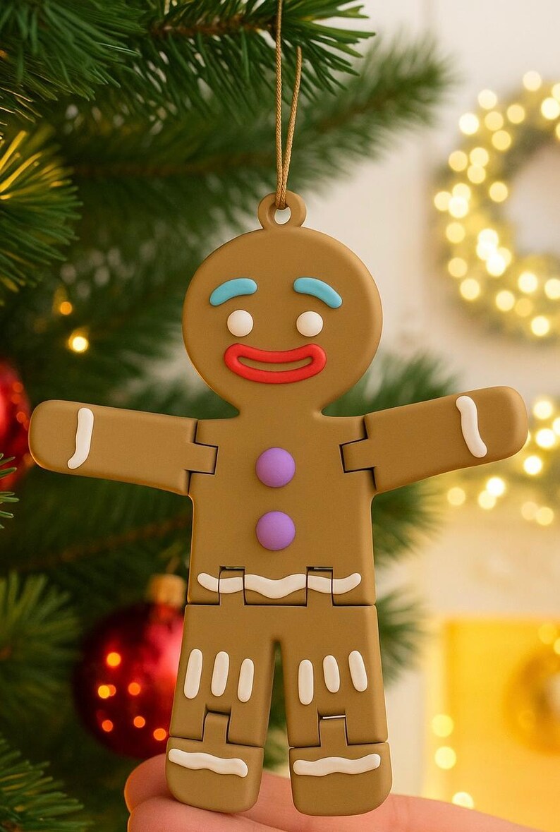 3D Printed Gingerbread Man Ornament – Articulated Christmas Decoration ...