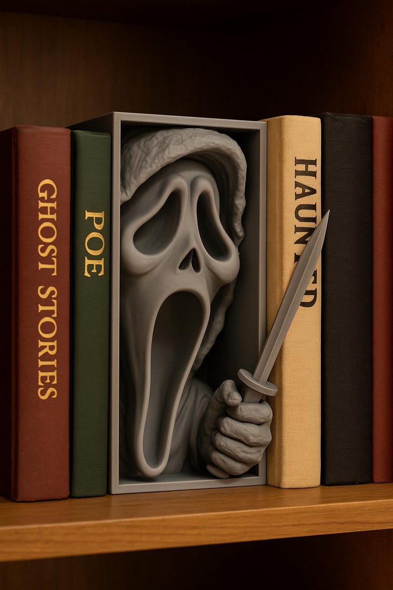 Horror Mask Book Nook STL, 3D Printable Shelf Insert - Etsy
