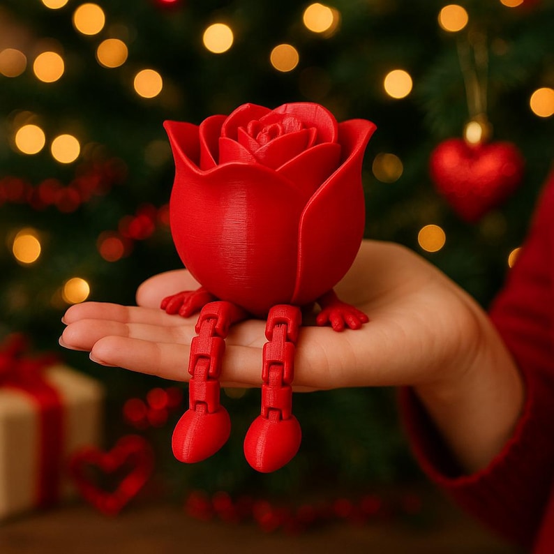 3D Printed Articulated Rose Figurine – Christmas & Valentine’s Day ...