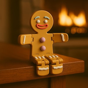 3D Printed Gingerbread Man Ornament – Articulated Christmas Decoration ...