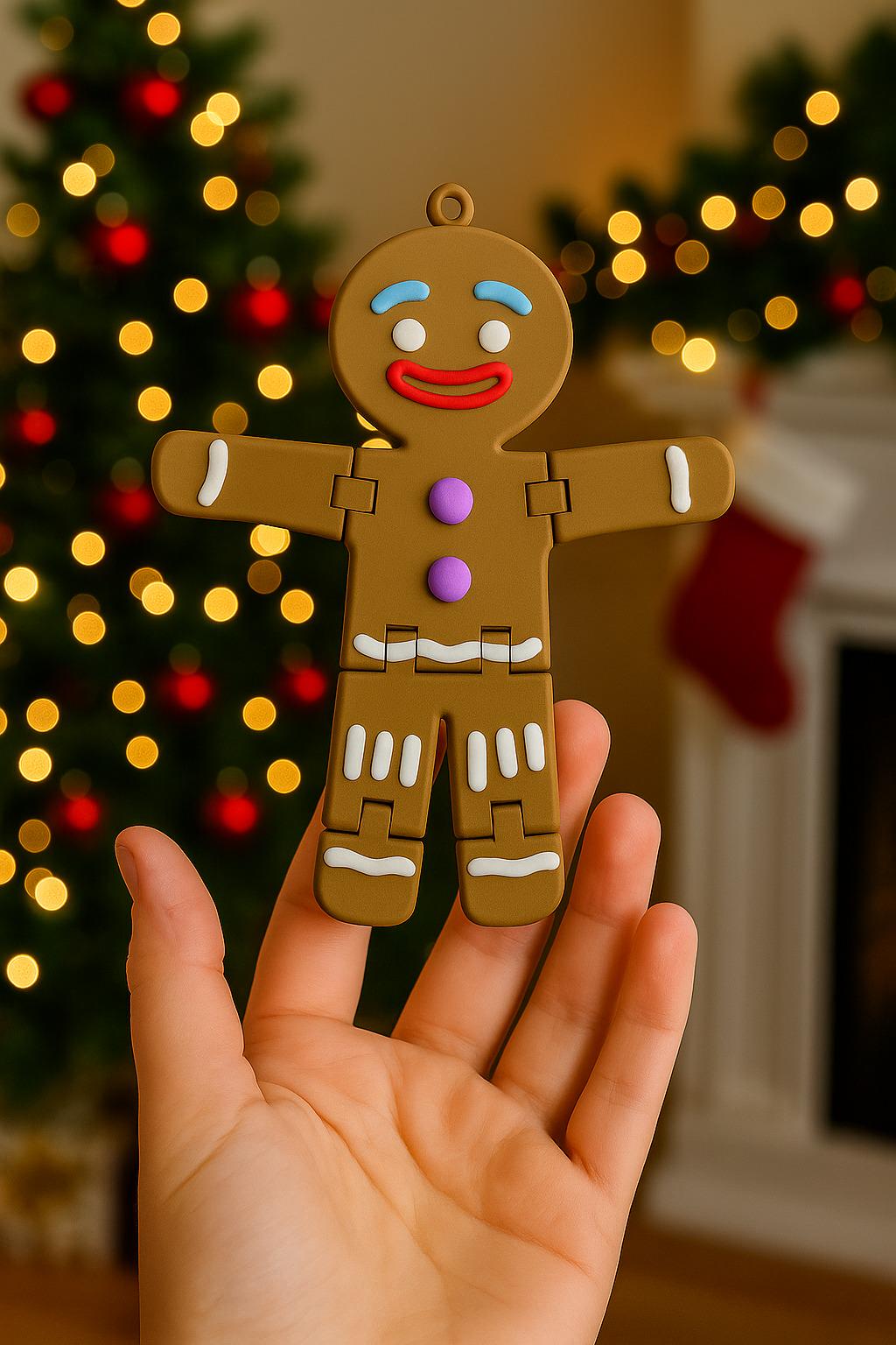 3D Printed Gingerbread Man Ornament – Articulated Christmas Decoration ...