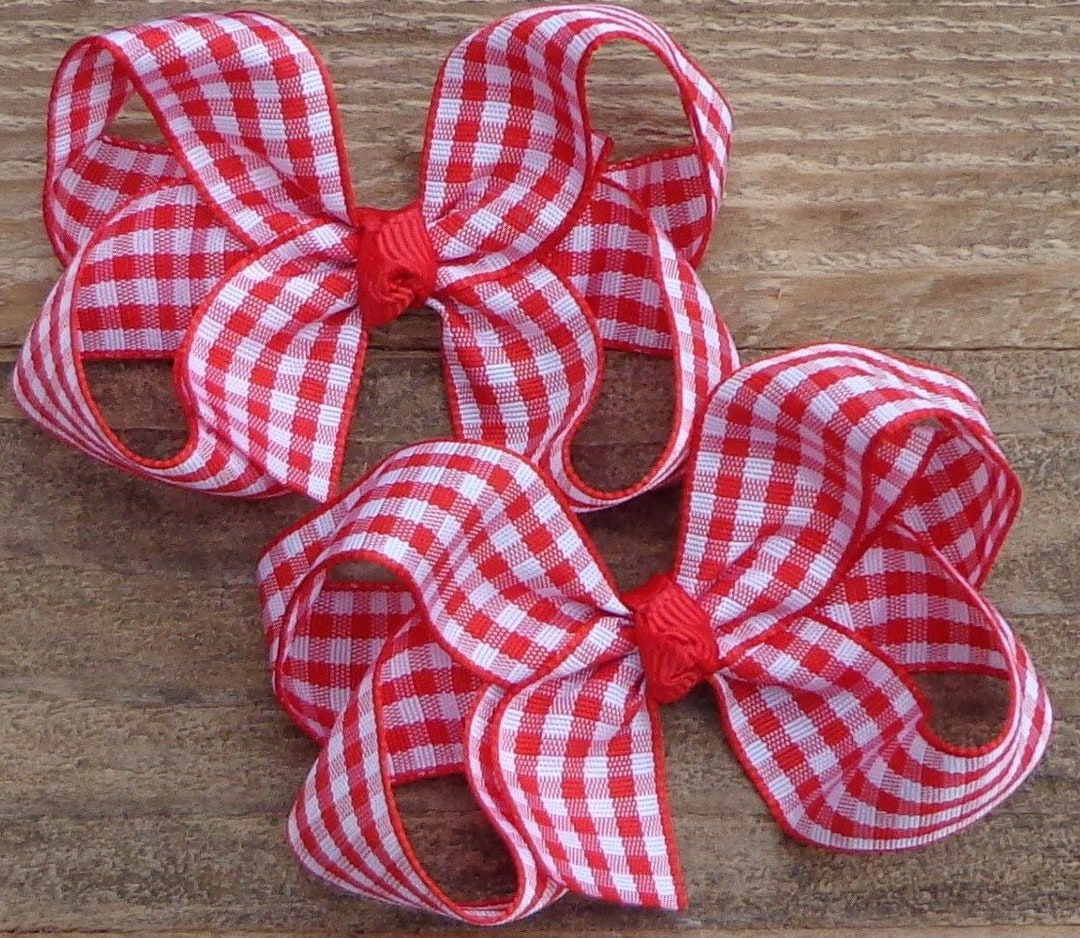Red Gingham Hair Bow for Girlsgingham Hair - Etsy
