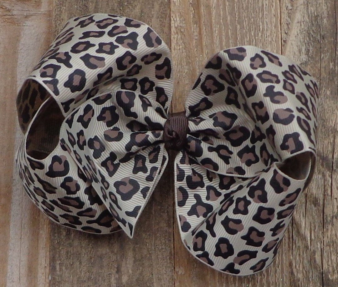 XL Leopard Hair Bow for Girls ~ Safari Birthday Girl Hair Bow ~ Animal ...