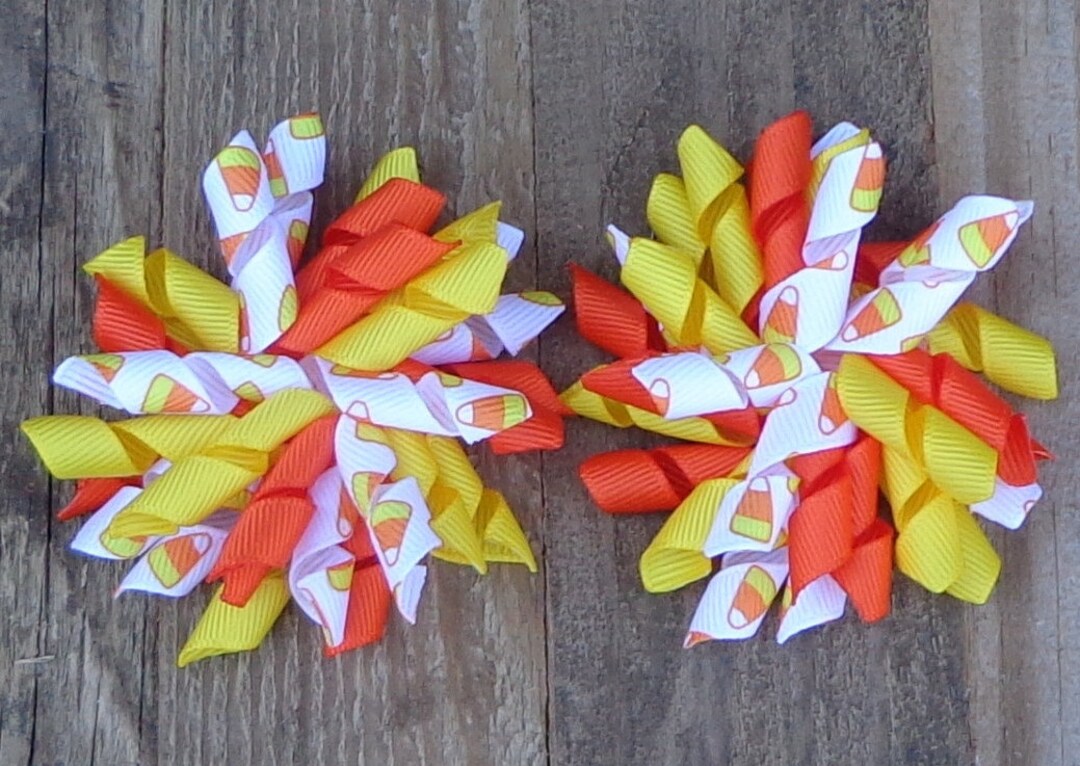 Fall Candy Corn Hair Bow: Orange & Yellow ~ Girl Hair Clips ~ Hairbows ...