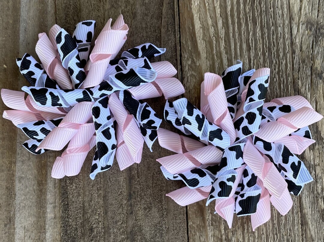 Cow Hair Bow: Girl Birthday Hairbow ~ Korker Pigtail Bows ~ Animal ...