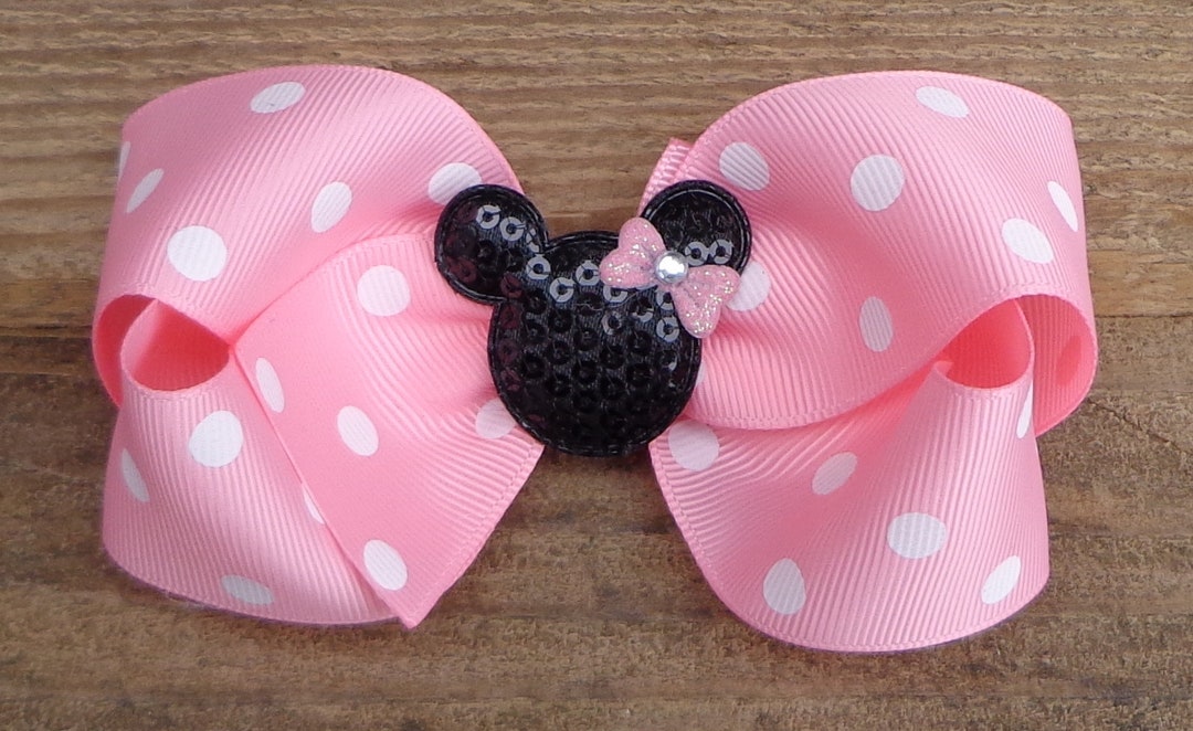 Pink Mouse Hair Bow: Polka Dot Hairbow ~ Girl Birthday Bows ~ - Etsy