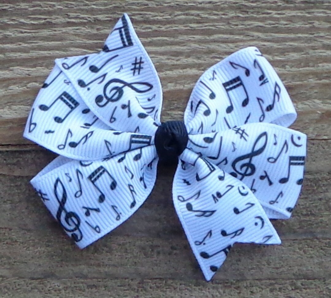 Musical Note Hair Bow: Grosgrain Ribbon School Hair Clip - Etsy