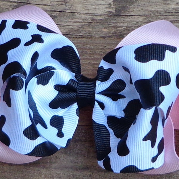 Cow Print Hair Bow - Etsy