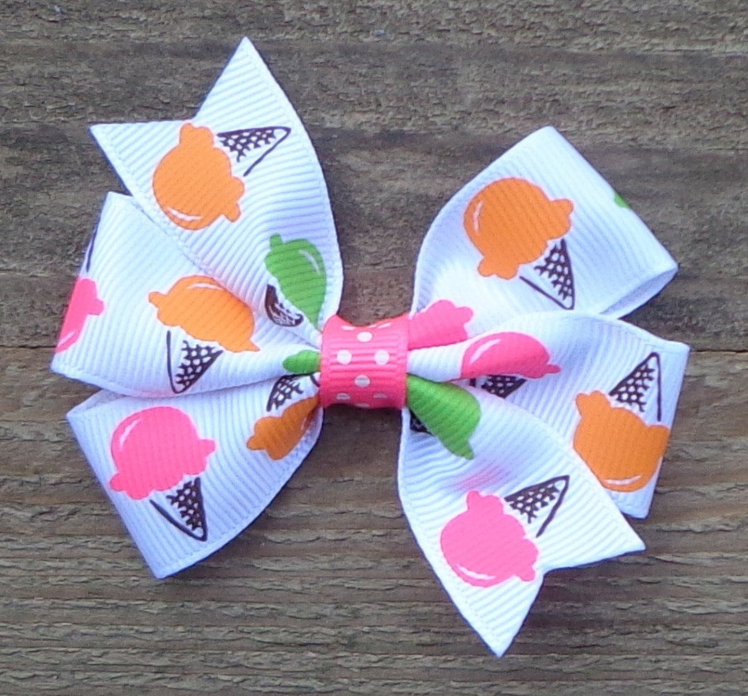 Ice Cream Hair Bow~hair Bow for Girls With Ice Cream Cones~neon Hair ...