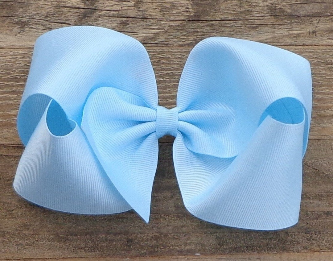XL Light Blue Hair Bow: Twisted Grosgrain Ribbon, Girls Boutique Bow - Etsy