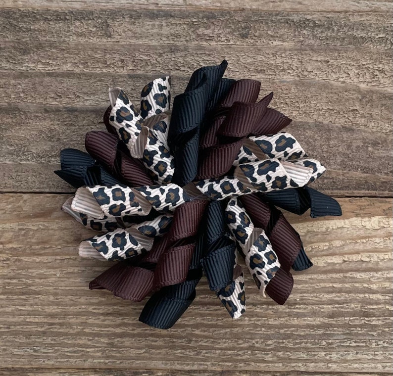 Leopard Print Hair Bows for Girls Korker Pigtail Hair Bows - Etsy