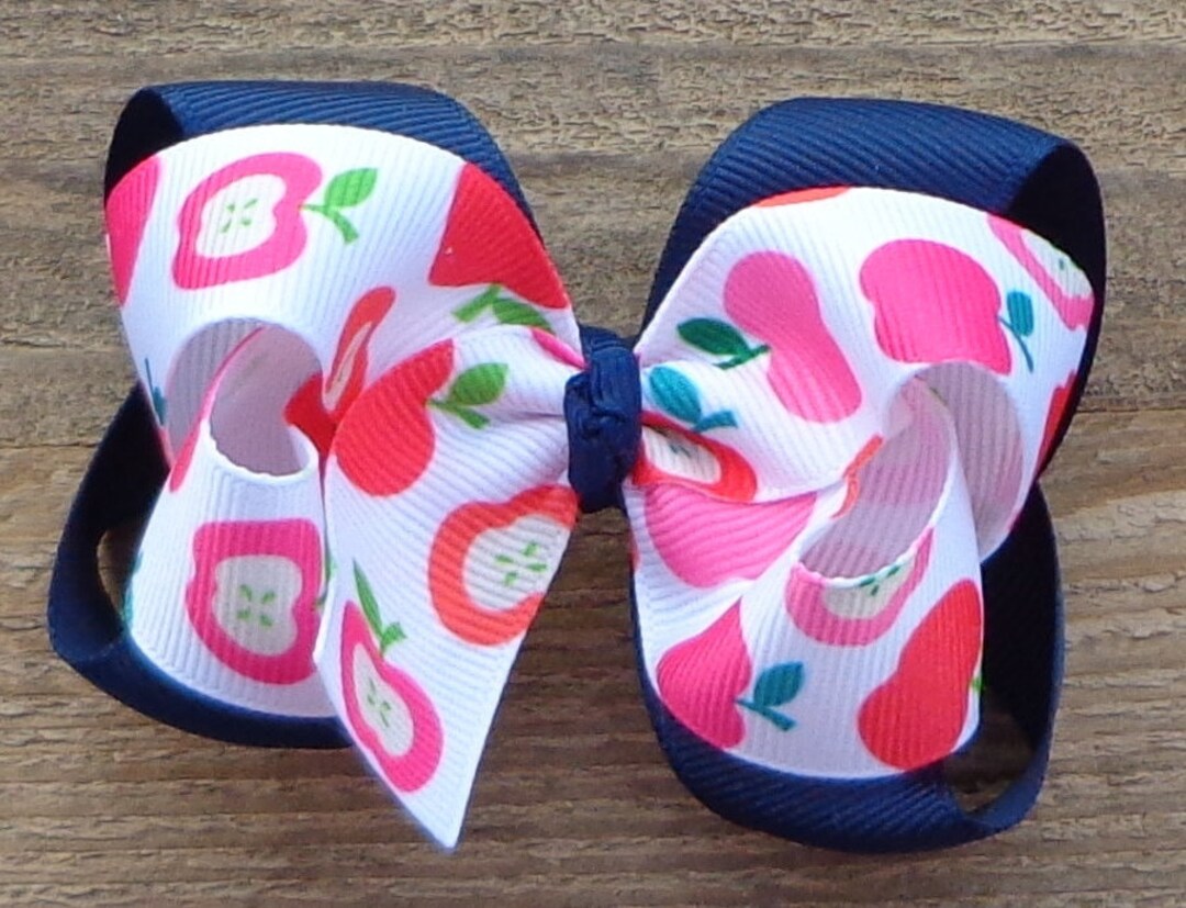 Apple Hair Bow: First Day of School Grosgrain Ribbon Bow - Etsy