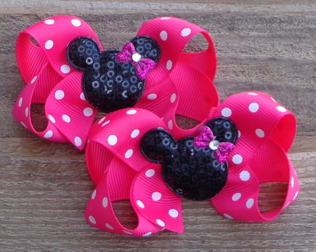 Pink Mouse Hair Bow ~ Mouse Pigtail Hair Bow ~ Mouse Birthday Hair Bow ...