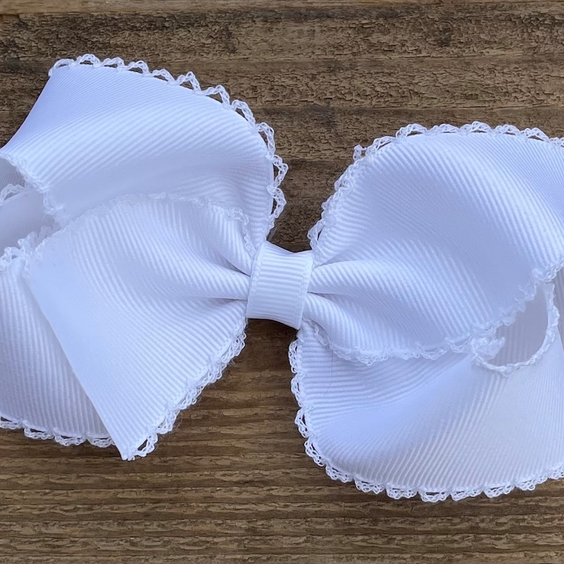 White Hair Bows - Etsy