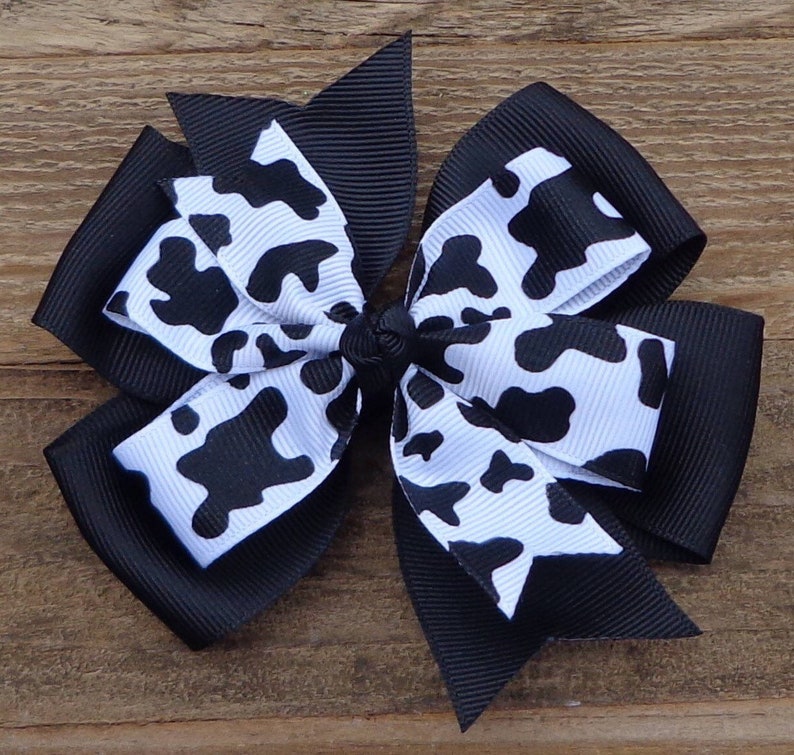 Cow Print Hair Bowboutique Hair Bowhair Bows for - Etsy
