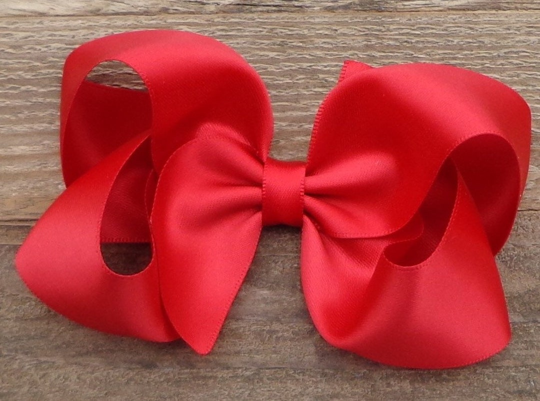 Red SATIN Hair Bow: Christmas Hairbows ~ Alligator Clip or Baby Nylon ...