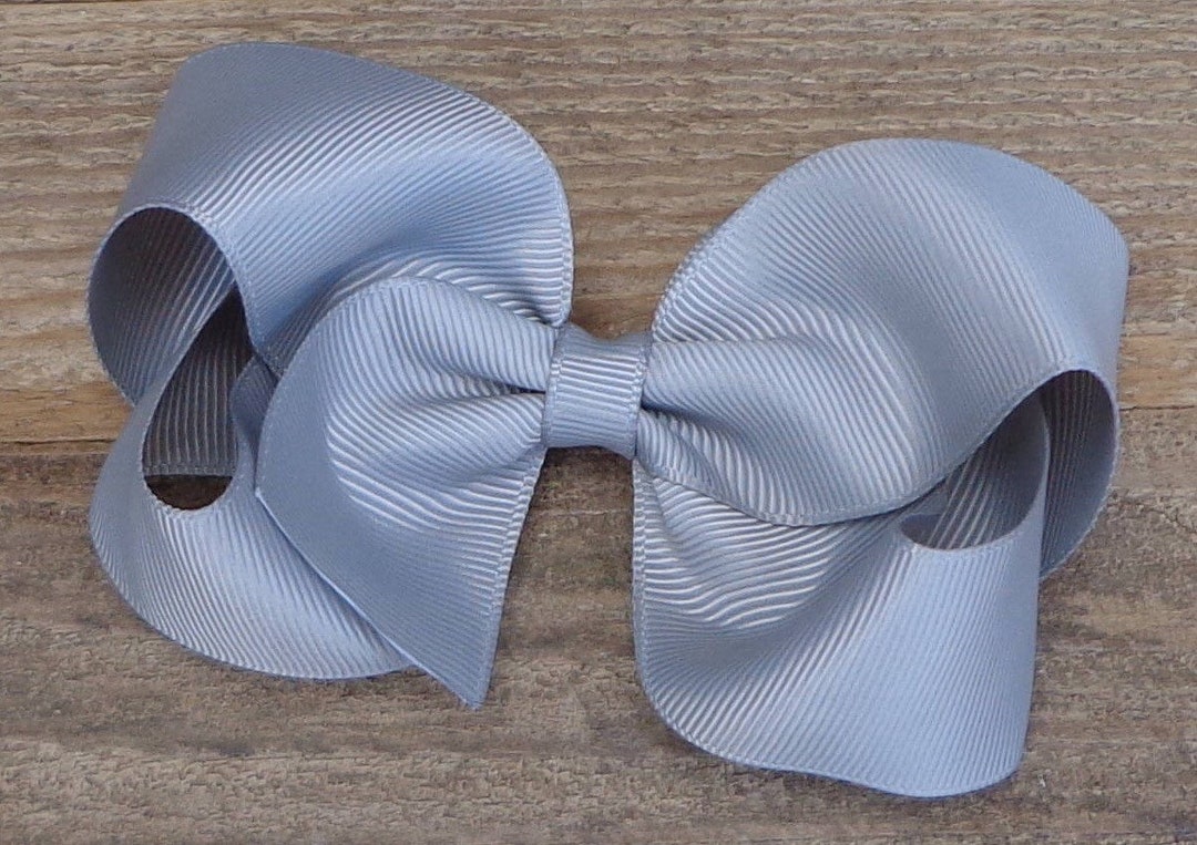 Boutique Hair Bow~silver Hair Bow~medium/large Hair Bow~solid Color ...