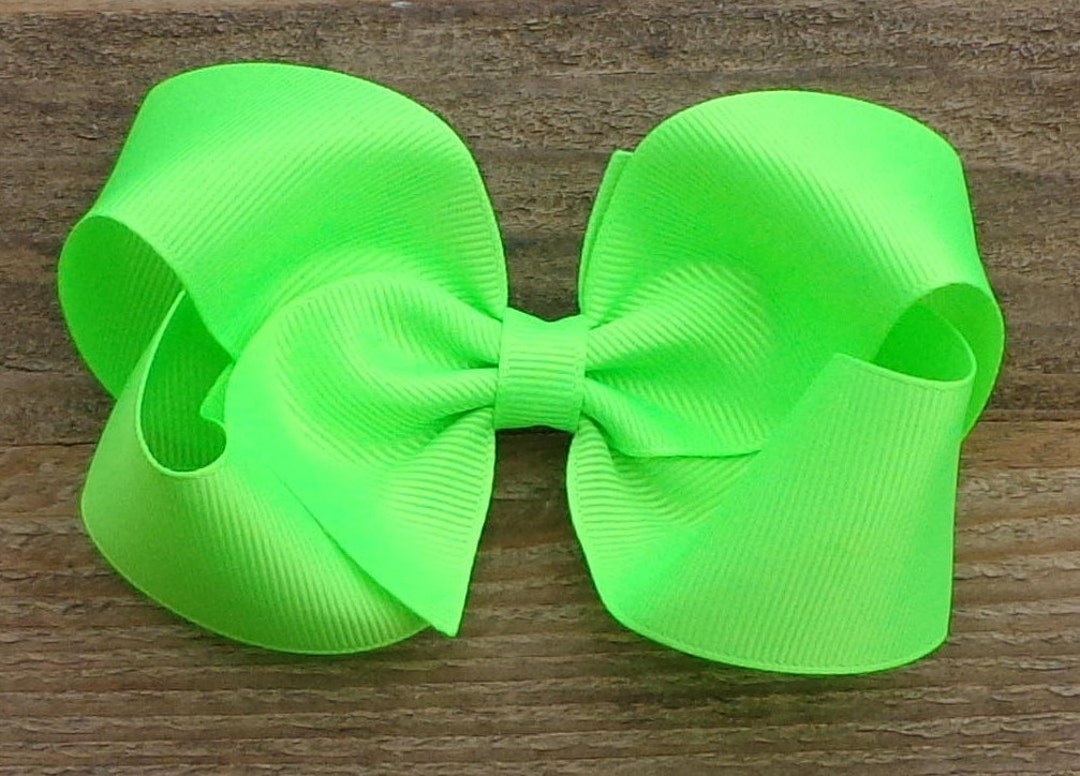 Neon Key Lime Hair Bow: Grosgrain Hairbows ~ Dance/pageant/school/girl ...
