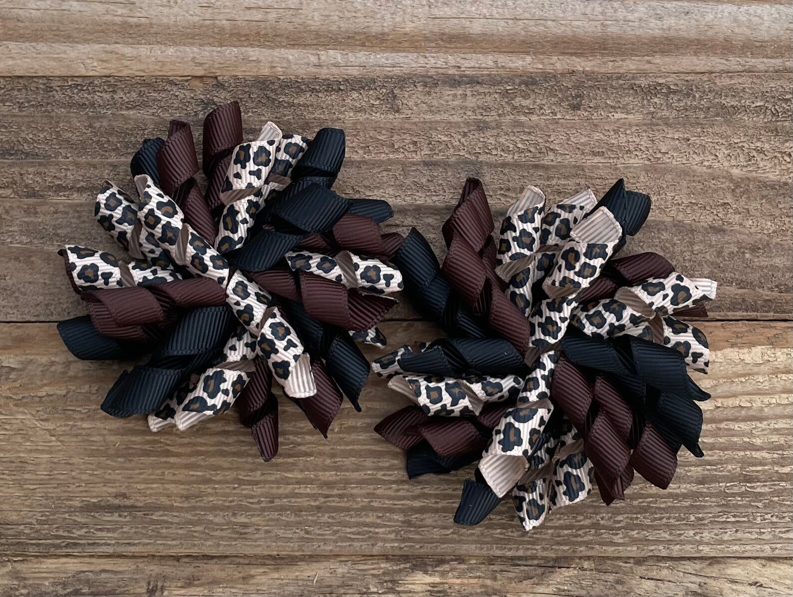 Leopard Print Hair Bows for Girls Korker Pigtail Hair Bows - Etsy