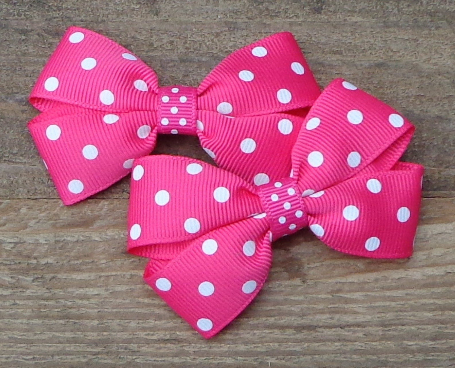 Pigtail Hair Bows for GirlsBows for GirlsShocking Pink Polka | Etsy