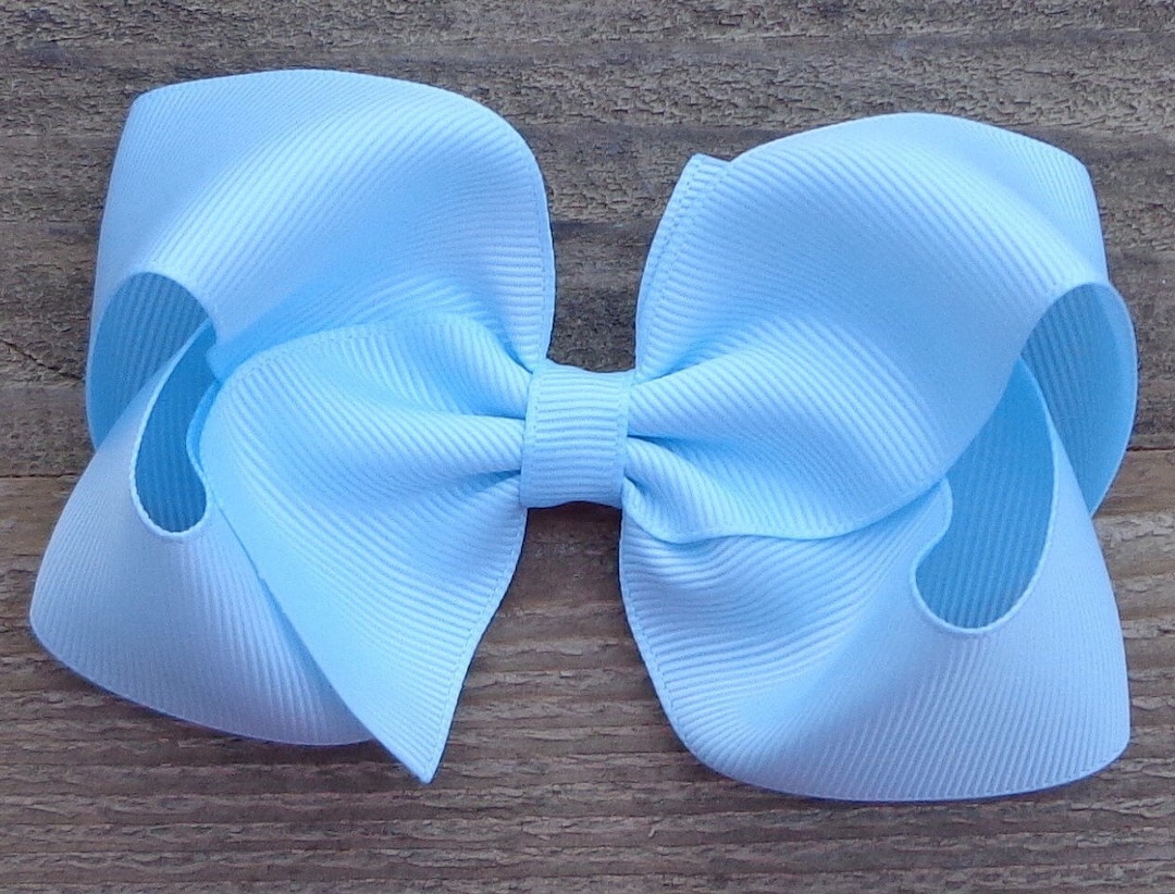 Light Blue Hair Bow: Twisted Grosgrain Ribbon, Boutique Hairbow - Etsy