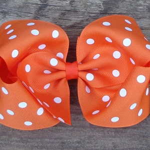 XL Hair Bow~big Bows~orange Polka Dot Hair Bow~boutique Hair Bow~big ...