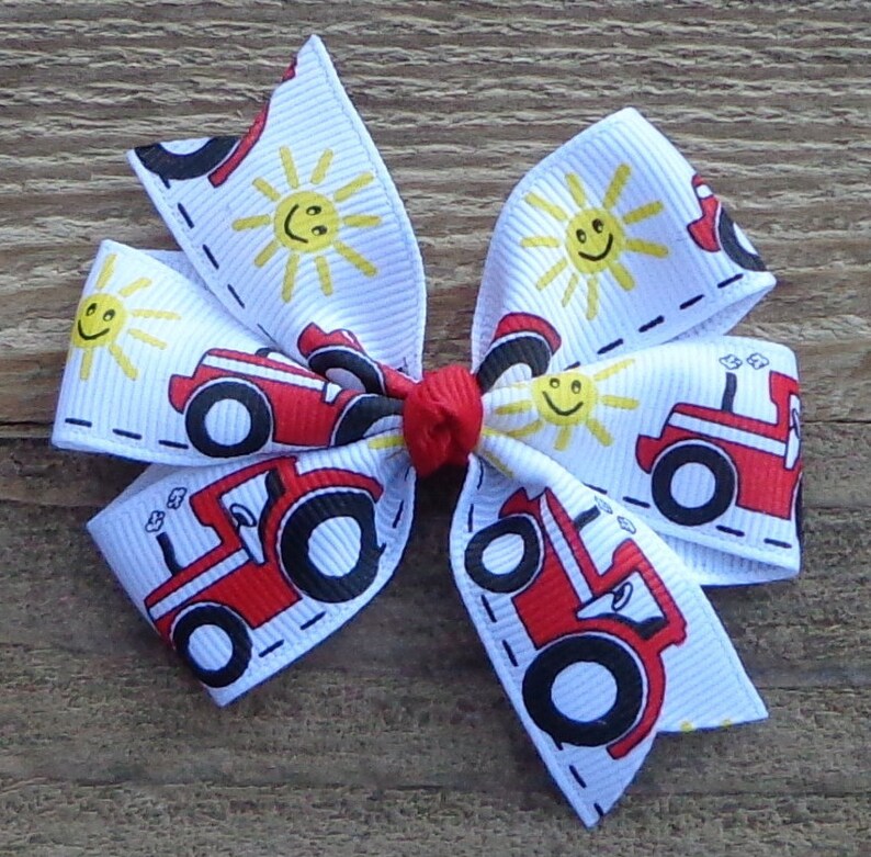 Red Tractor Hair Bowfarm Themed Hair Bowshair Bows for - Etsy