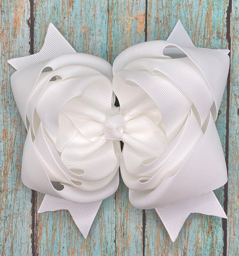 Large White Triple Stack Hairbow Big White Hair Bow | Etsy