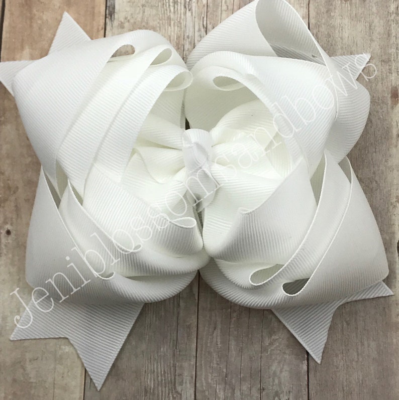 Large White Triple Stack Hairbow Big White Hair Bow | Etsy
