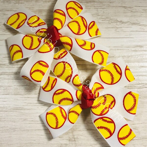 Softball Pig Tail Bows - Etsy
