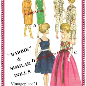Vintage Barbie Dolls Clothes Sewing Pattern - Etsy