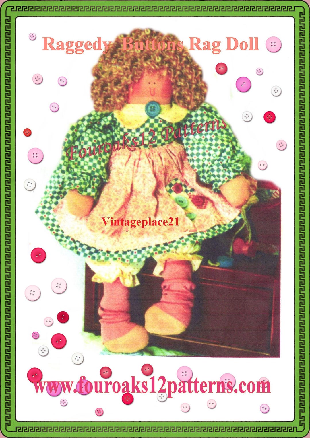 Rag Doll Raggedy Buttons Toy Sewing Pattern - Etsy